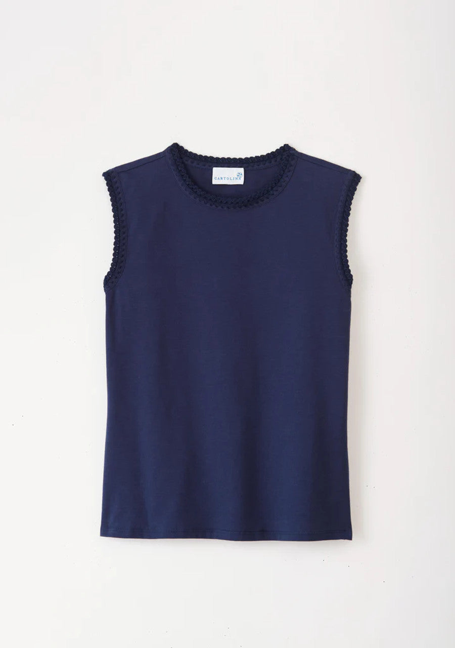 Logan Crew Neck Tank - Midnight Blue – Monkee's of Mountain Brook